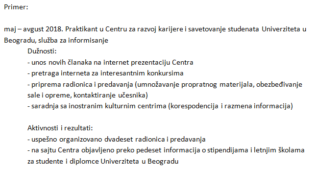 Cv Radna Biografija Primer - Girha Curriculum Vitae